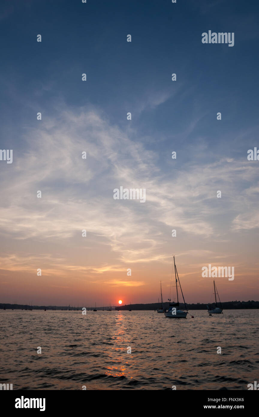 Sunset view of River Orwell in Suffolk, England, United Kingdom Stock ...