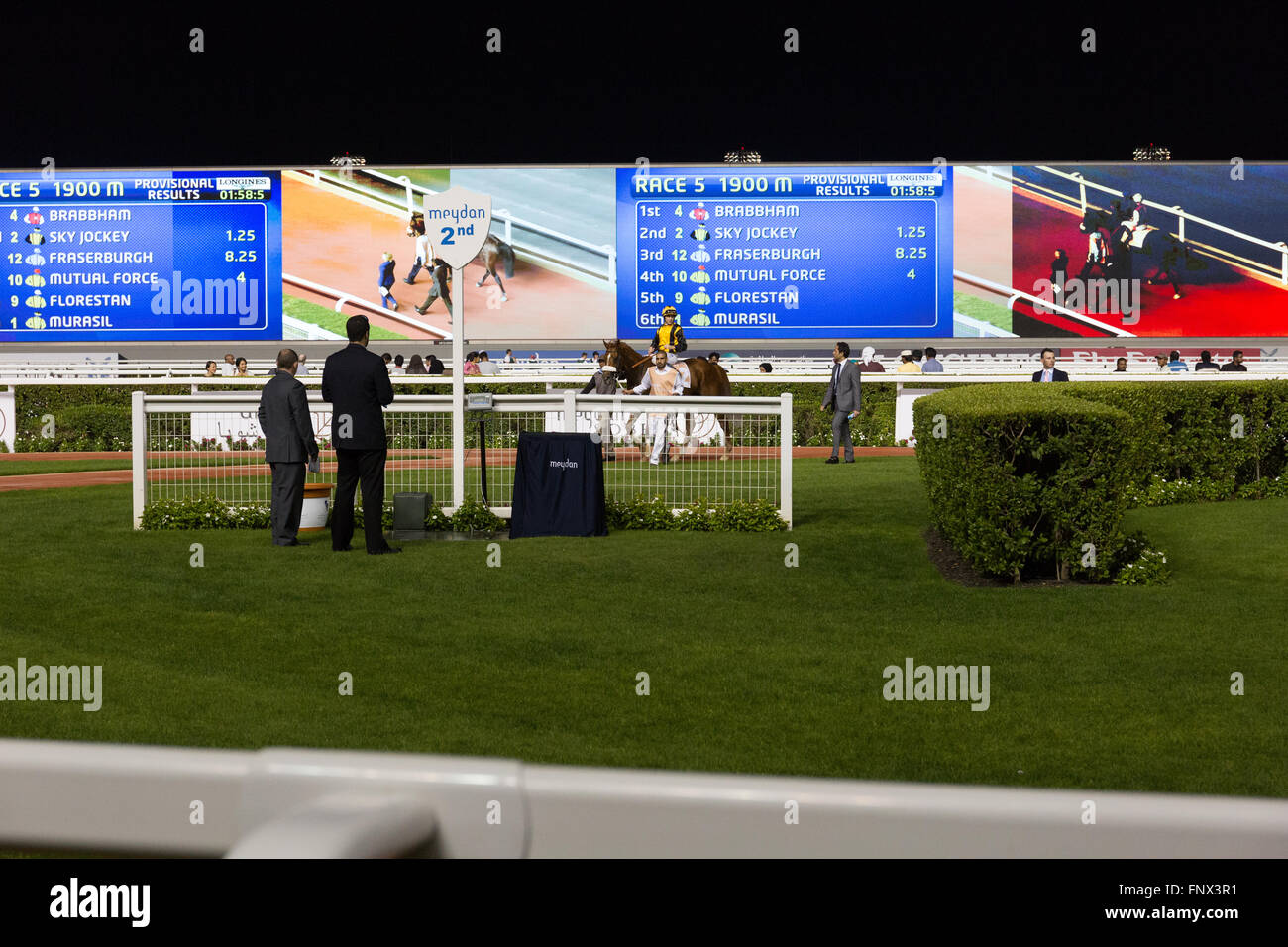 The paddock at the Meydan racecourse, Dubai Stock Photo - Alamy