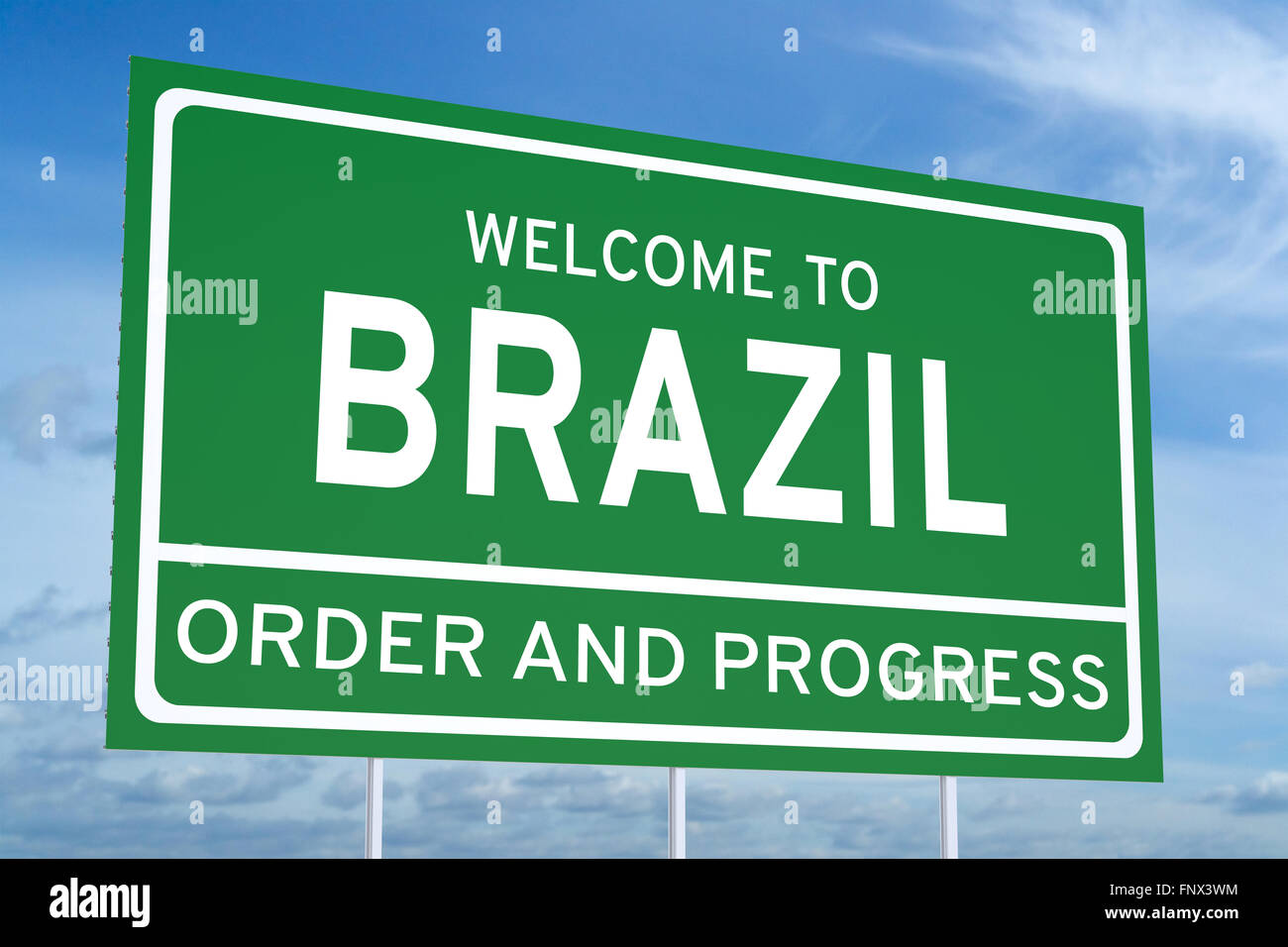 Welcome to Brazil concept on road billboard Stock Photo - Alamy