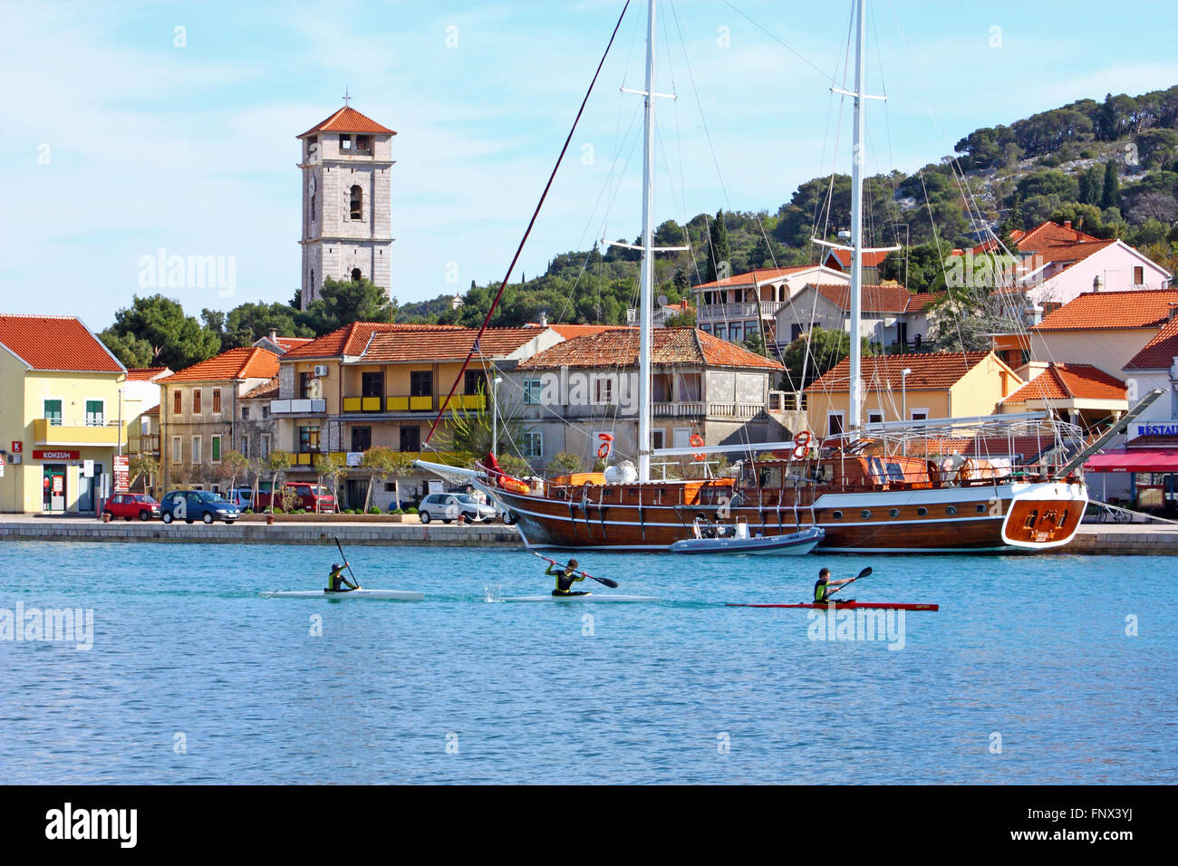 CROATIA TISNO, 9 APRIL 2012: Tisno is a town, located partly on ...