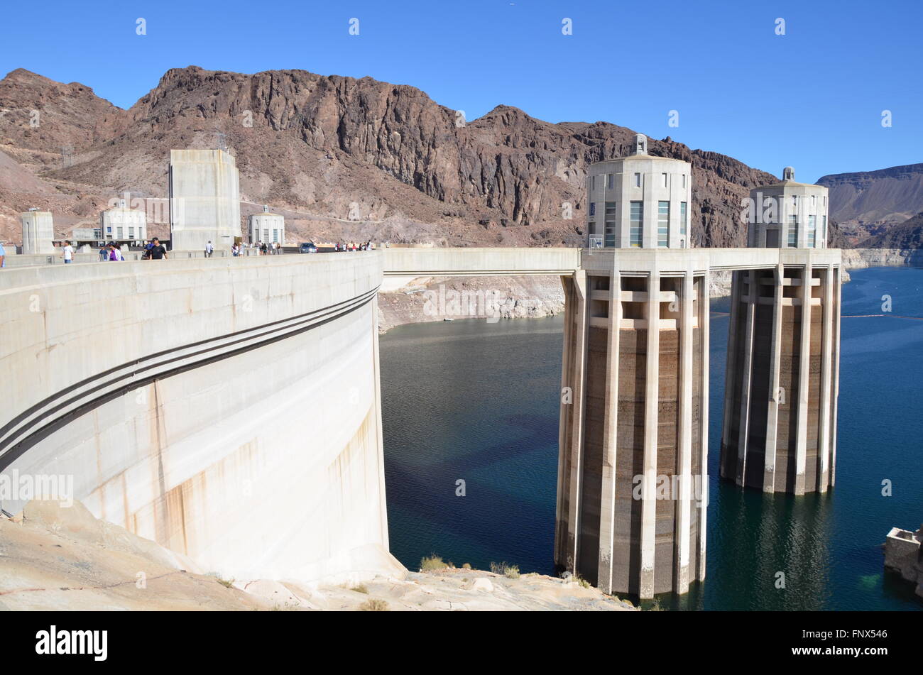 View of a component of the Hoover Dam facility on the border of Nevada ...