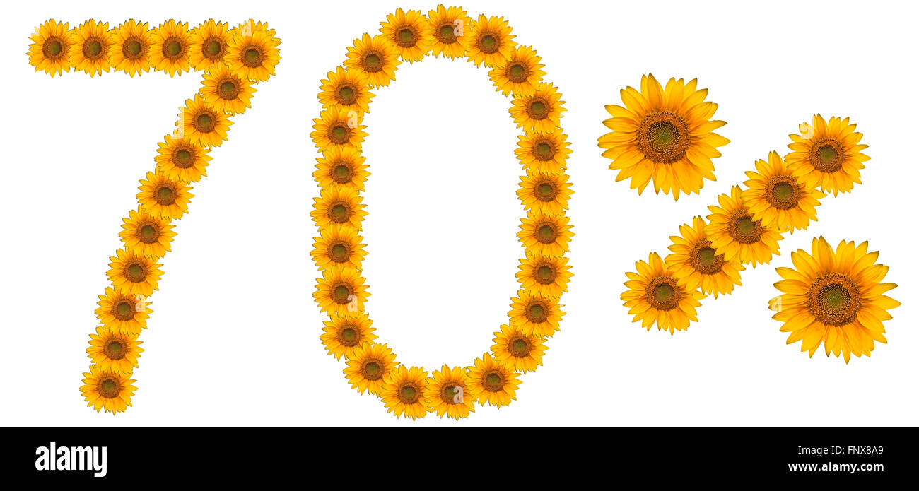 figure of 70% of the written text colors sunflowers Stock Photo - Alamy