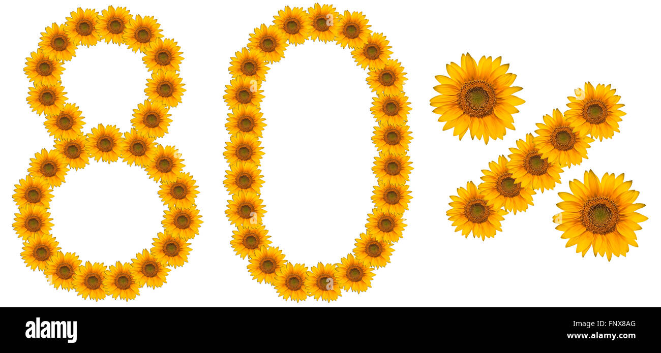 figure of 80% of the written text colors sunflowers Stock Photo - Alamy