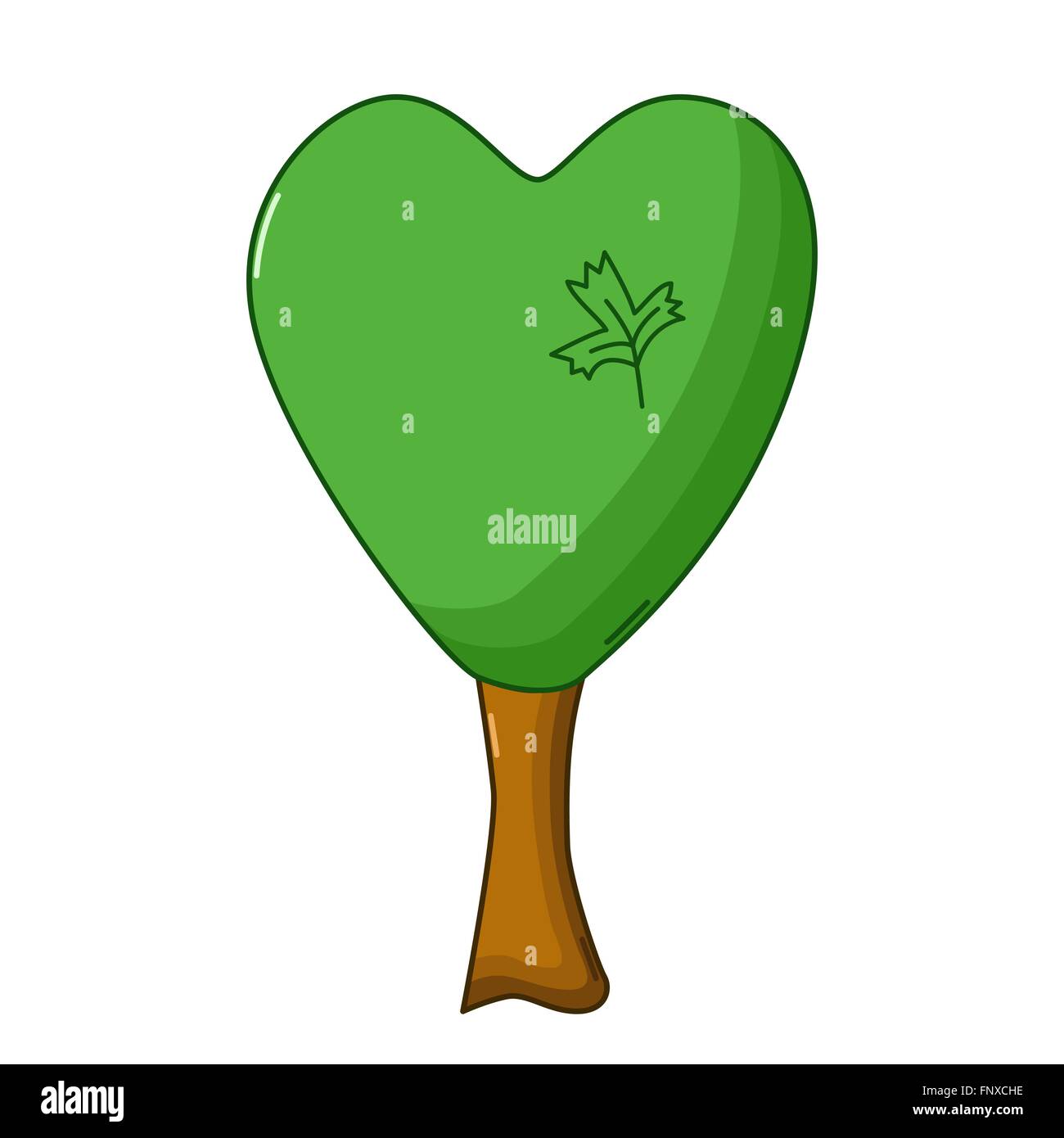 Heart tree icon in cartoon style isolated on white background Stock ...