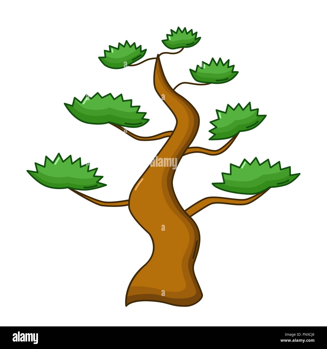 Bonsai tree icon in cartoon style isolated on white background Stock ...