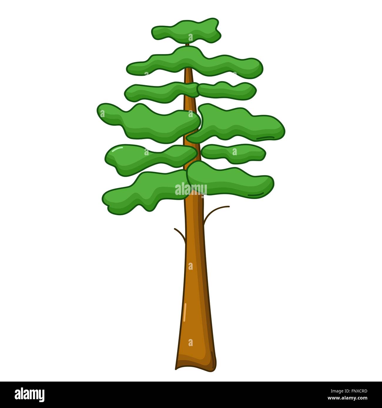 Pine tree icon in cartoon style isolated on white background Stock ...