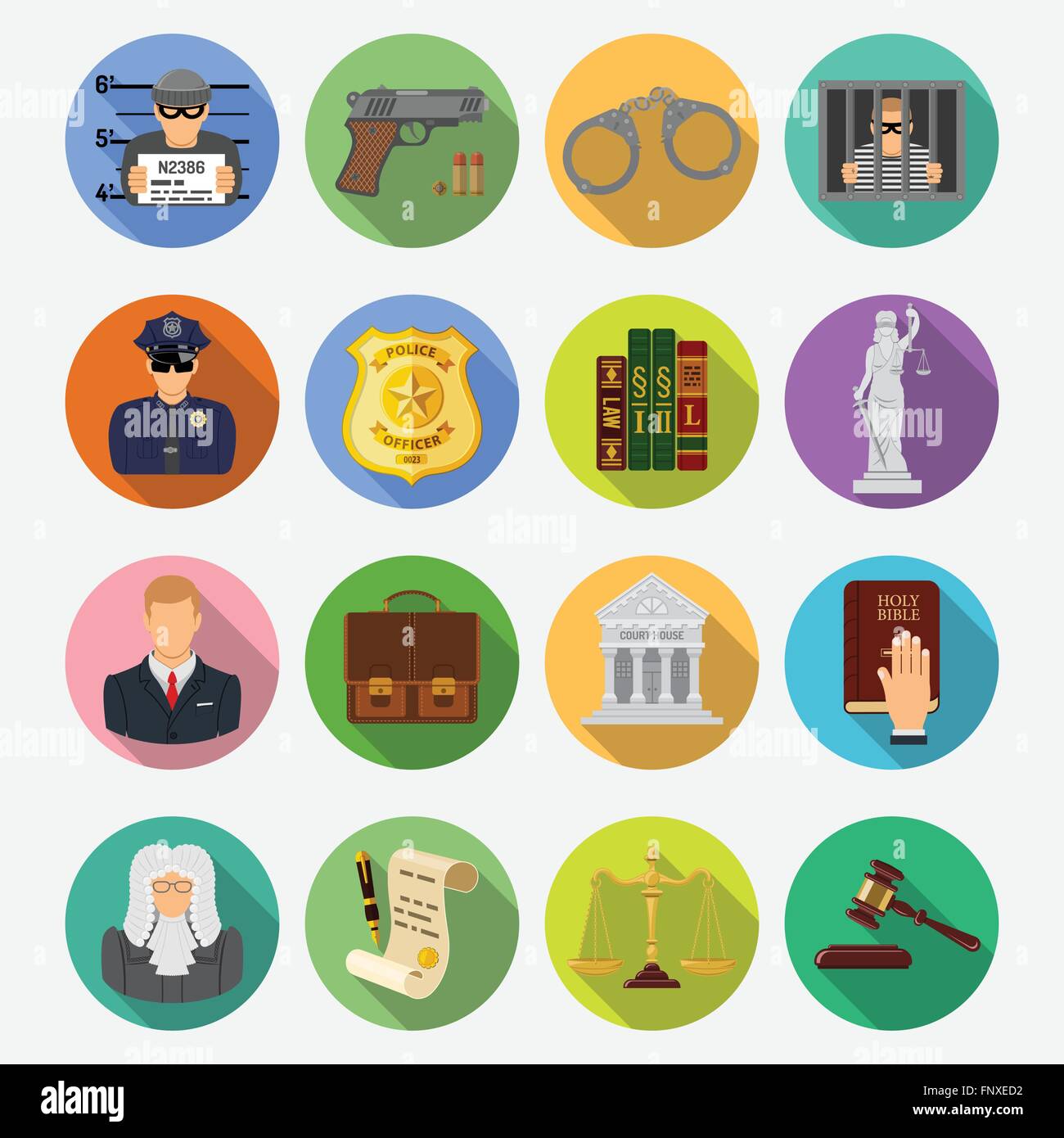 Crime and Punishment Flat Icons Stock Vector Image & Art - Alamy