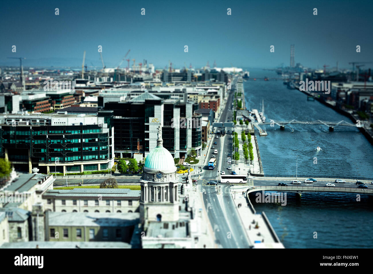 Aerial view of Dublin showing the IFSC, Customs House, Docklands Stock ...
