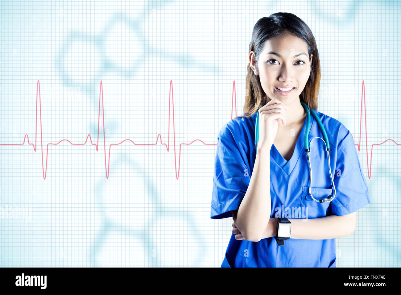 Composite image asian nurse thinking hi-res stock photography and ...