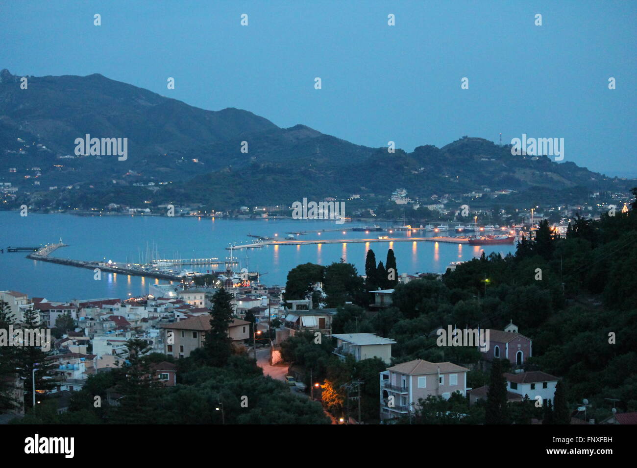 Zakynthos (Zante) town cityscape panorama of Greece city. Traveling ...
