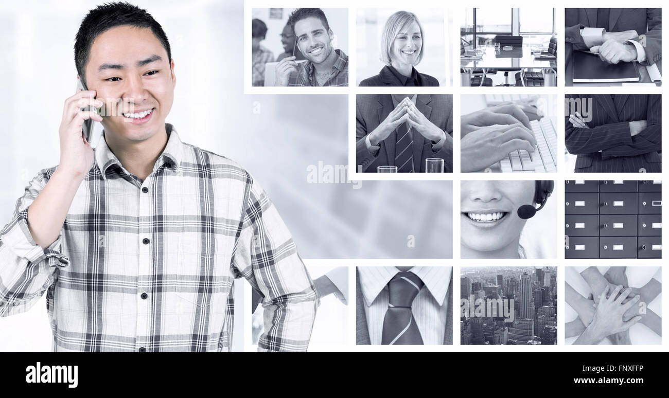 Composite image of asian man making a phone call Stock Photo - Alamy