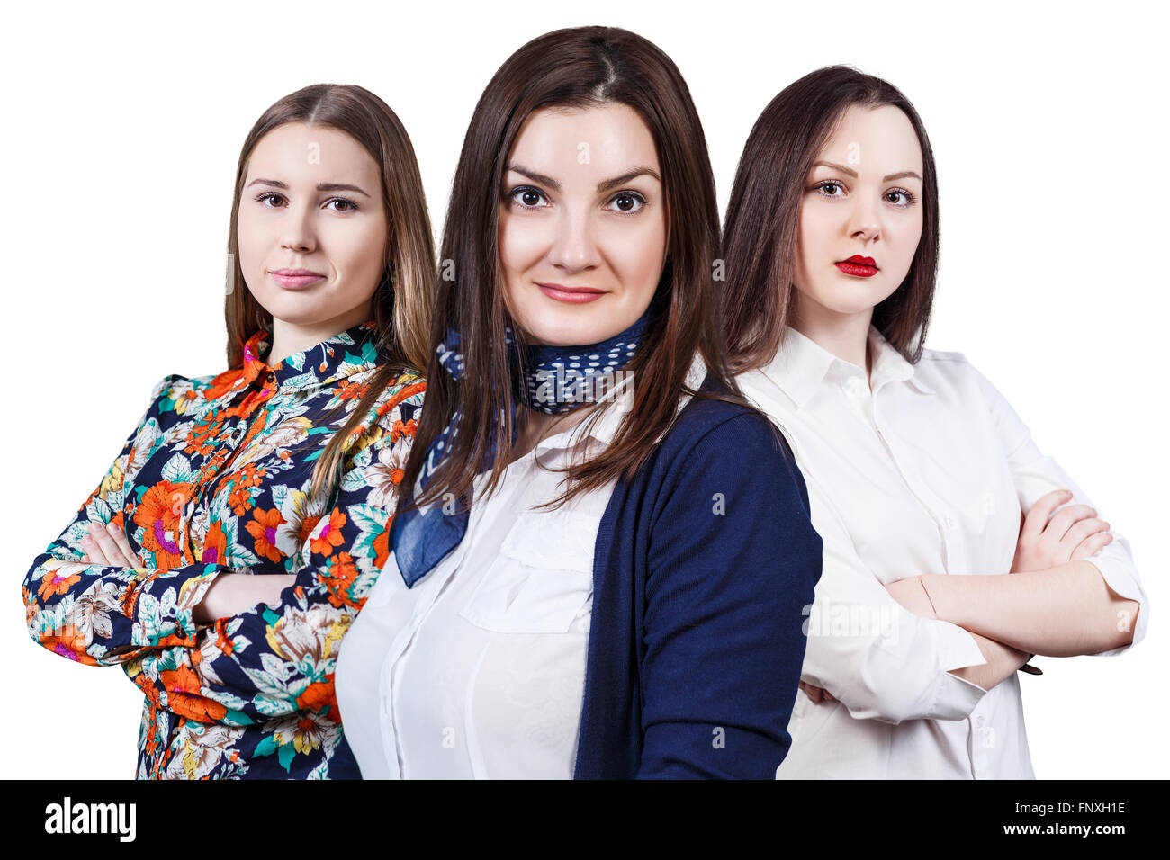Three women smile hi-res stock photography and images - Alamy
