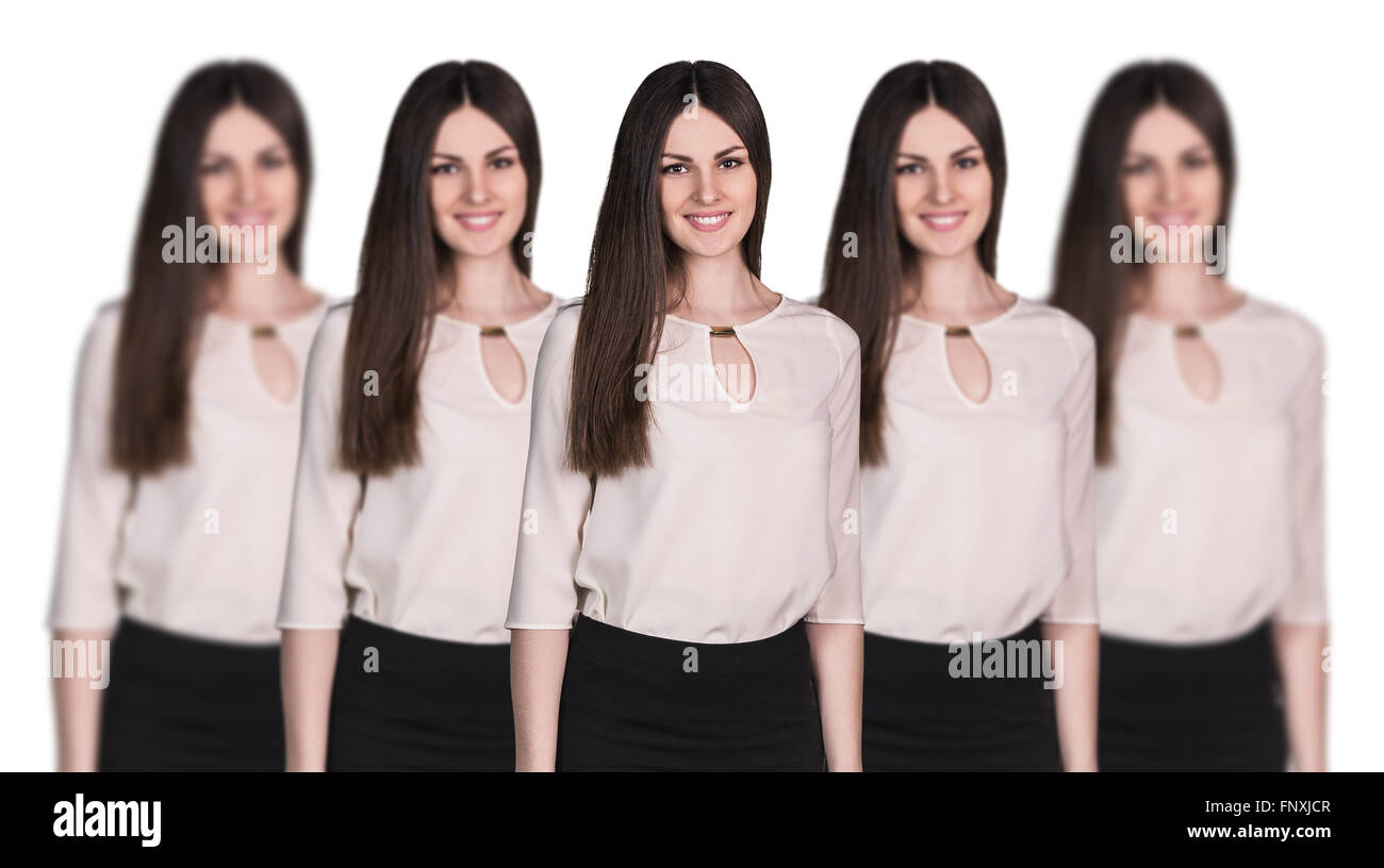 Women clones standing in a row Stock Photo - Alamy