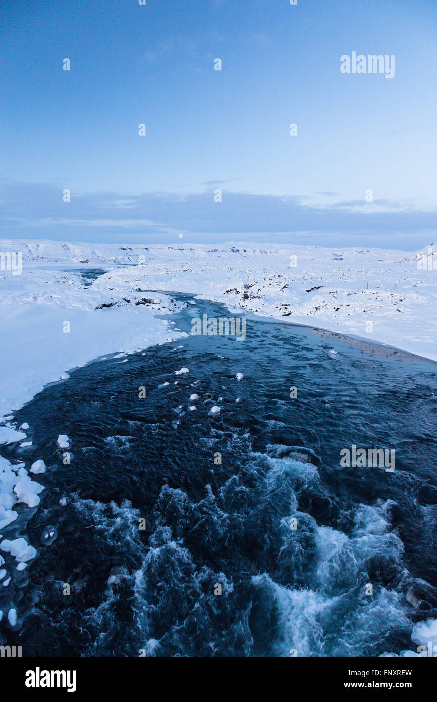 Winter landscape, Moon, Suðurland, Iceland Stock Photo - Alamy