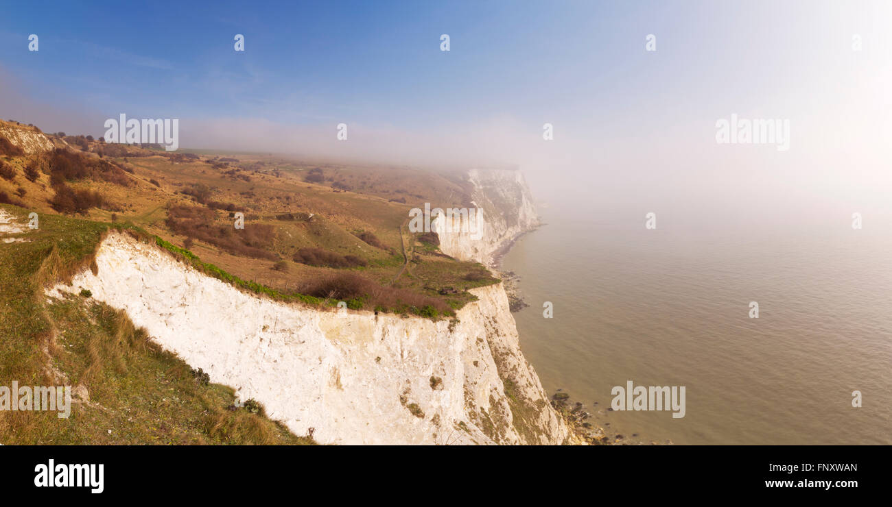The white cliffs of Dover on a beautiful foggy morning, photographed ...