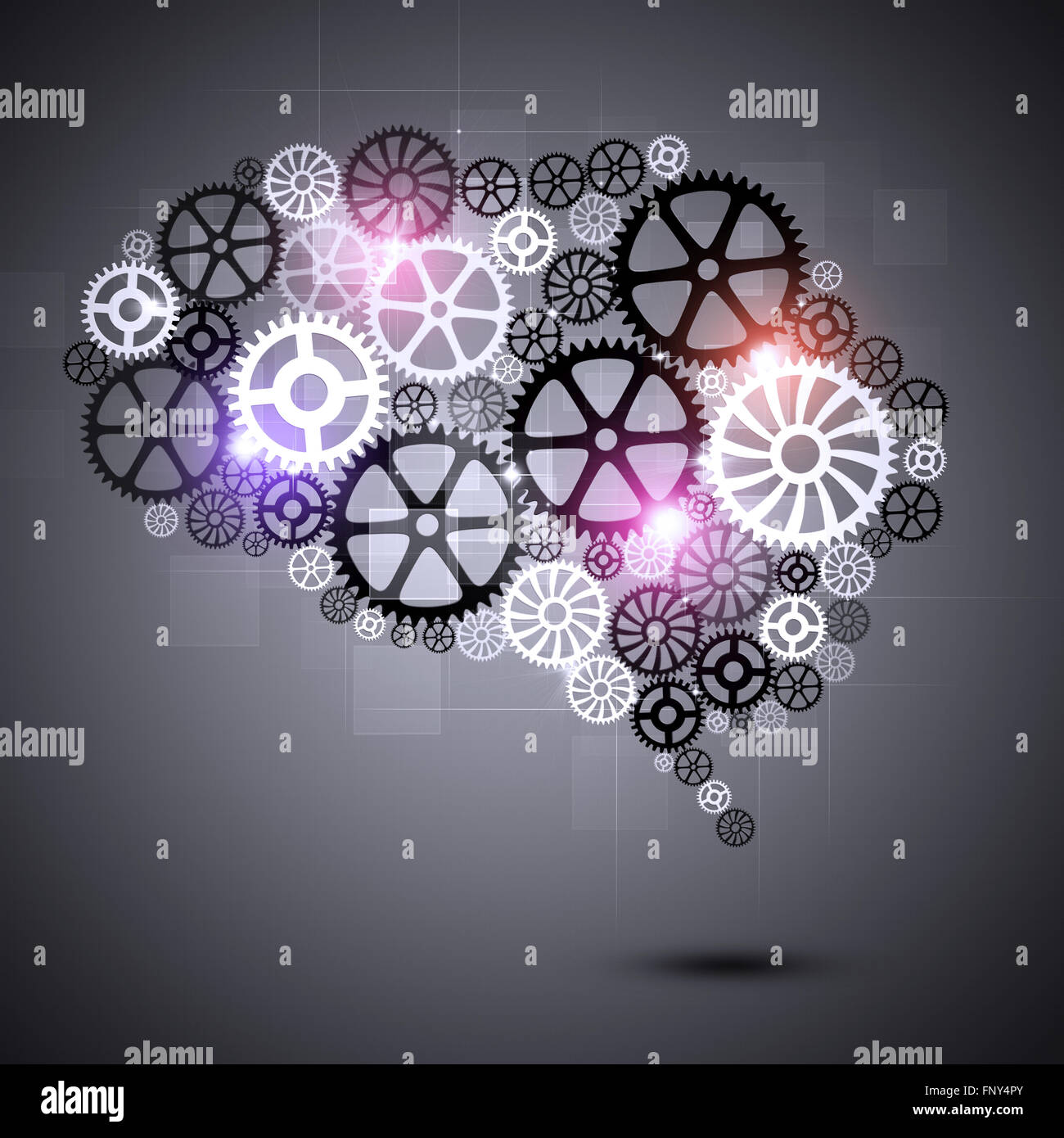 abstract human brain shape gears technology background Stock Photo - Alamy