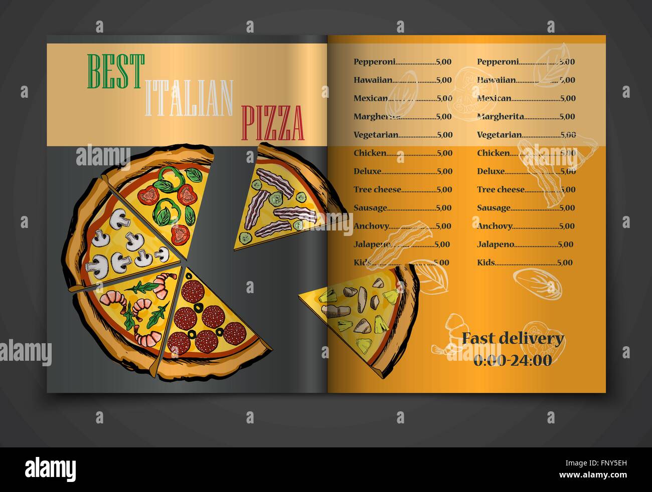 pizza food menu cafe brochure Stock Vector Image & Art - Alamy