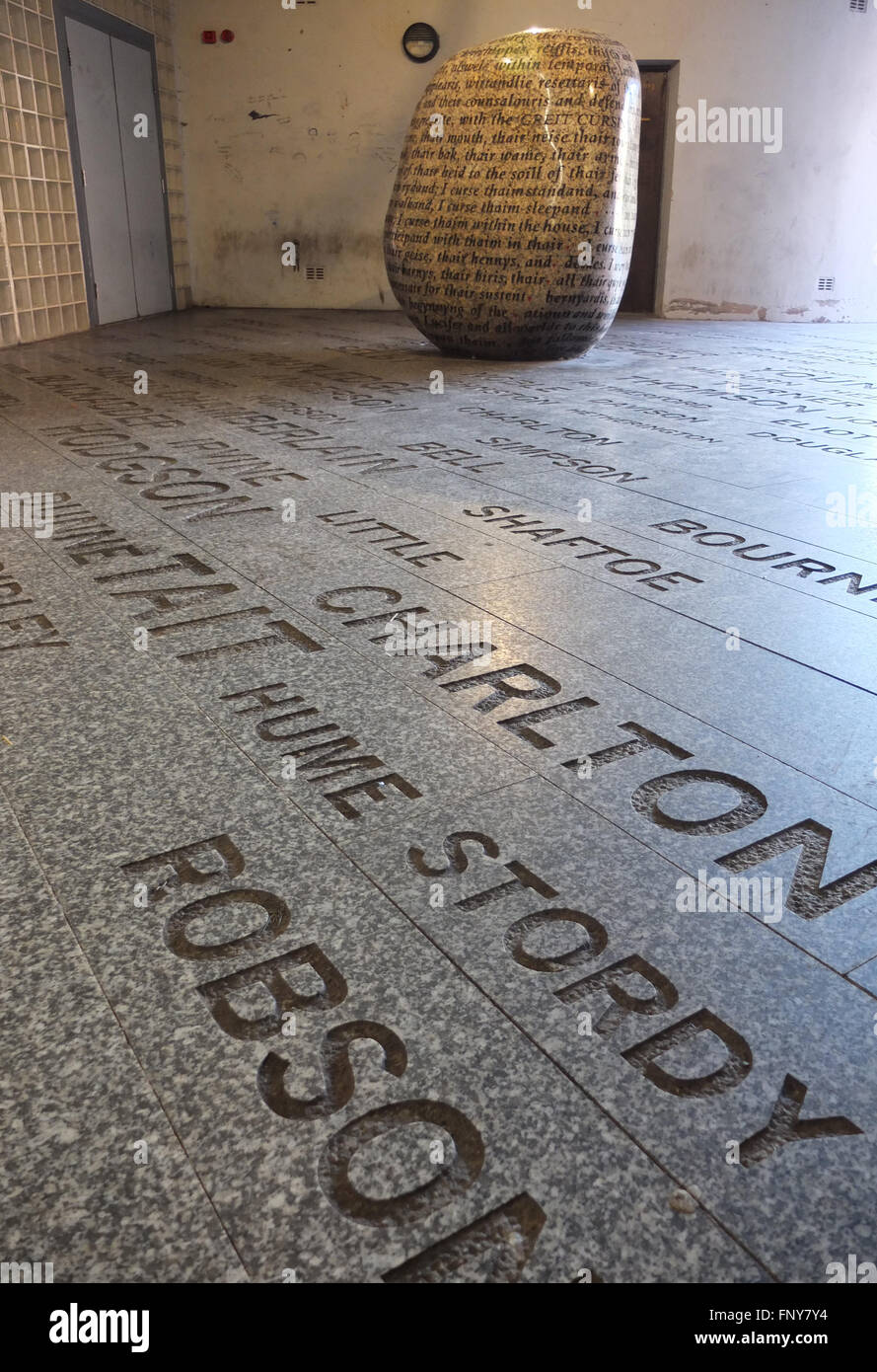 The cursing stone at Carlisle with surnames of cursed local families ...