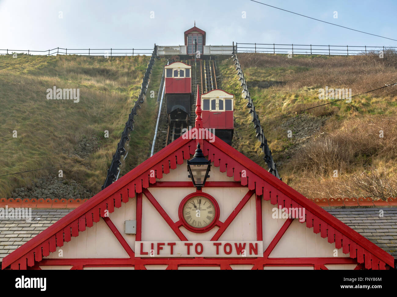 View looking up from the victorian pier at Saltburn-on-sea to the ...