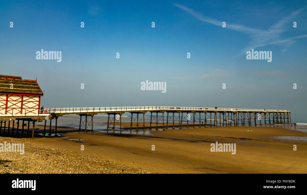 The Victorian pier at Saltburn-by-the-Sea, Cleveland UK from the beach ...