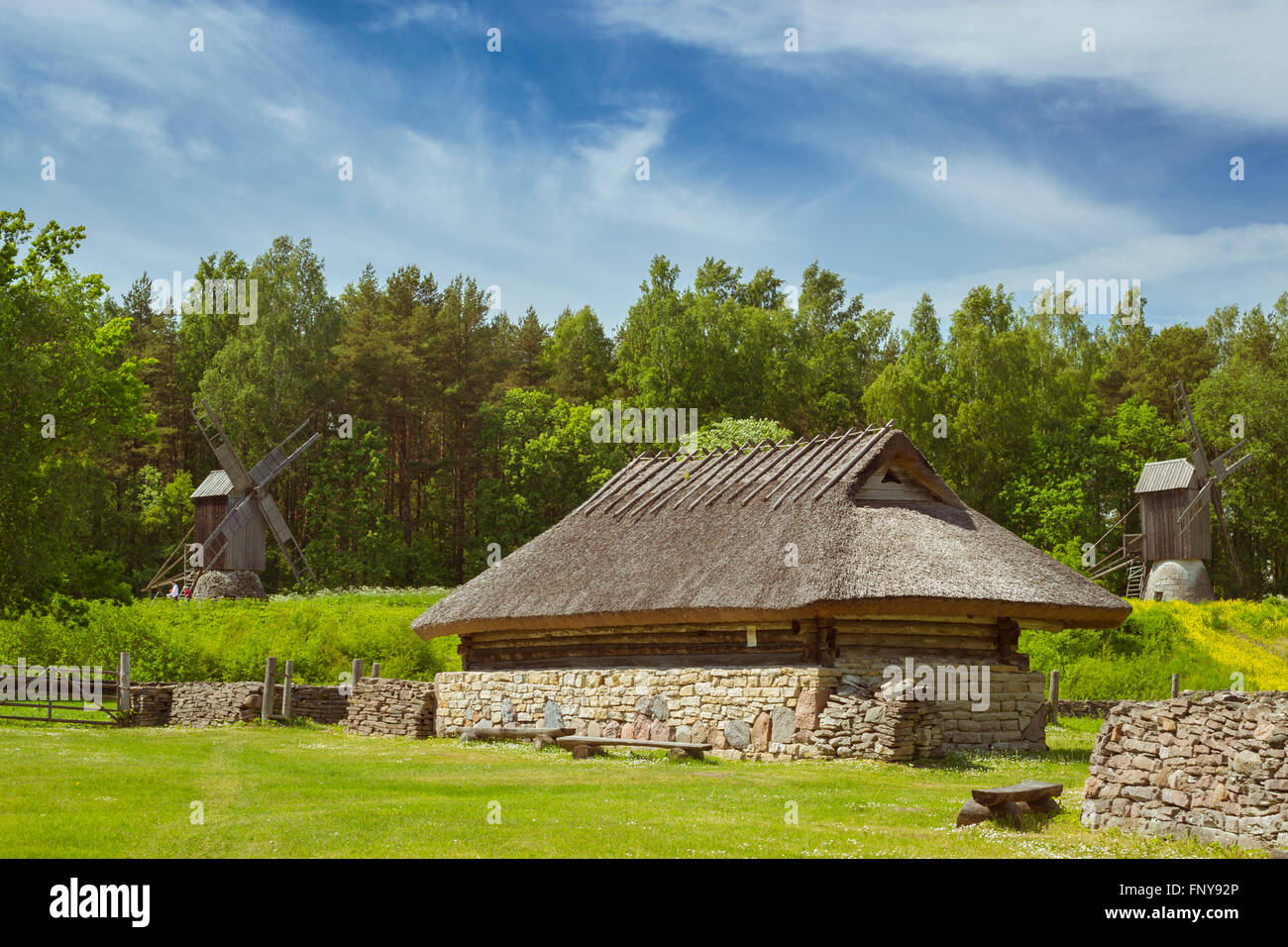 TALLINN, ESTONIA - YUNI 13, 2015: Historic house Museum Estonian open air, Vabaohumuuseumi ...