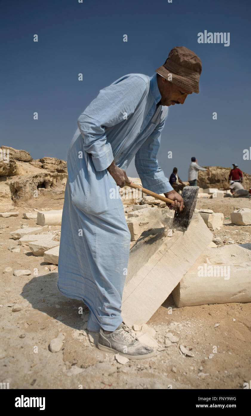 CAIRO, EGYPT- JUL 20: Unidentified men work for restoration of Pyramids ...