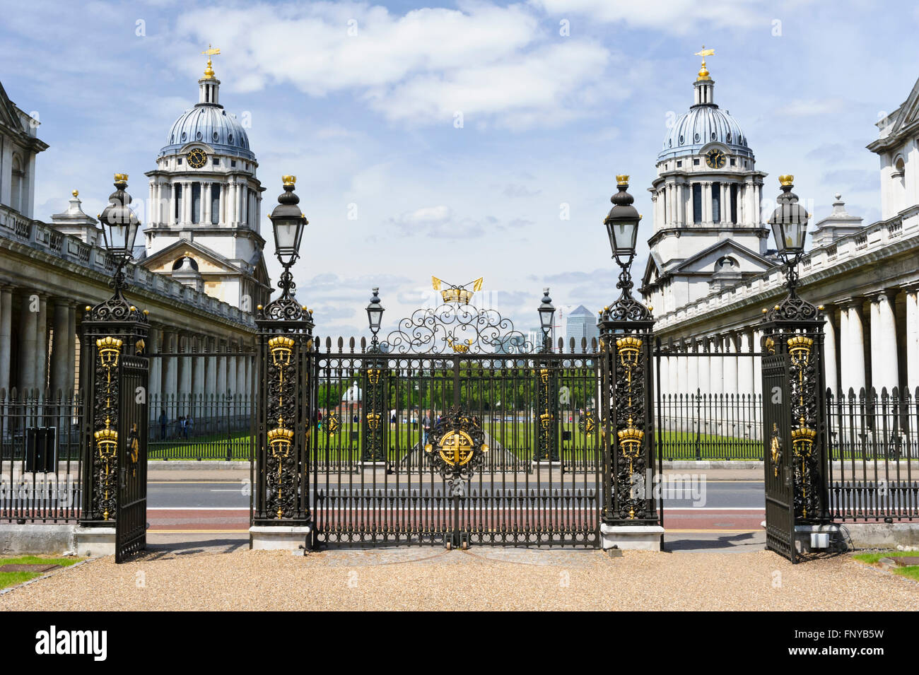 A decorative metal gate at the Royal Naval College, London, United ...
