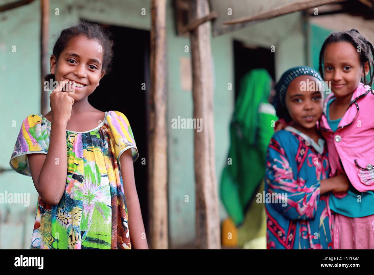 DEGAN, ETHIOPIA-MARCH 25: Local young girls on their way to school ...
