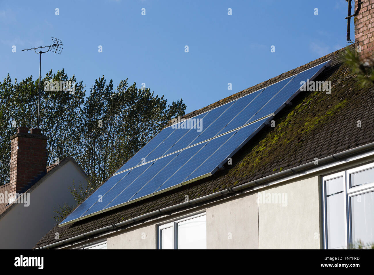 Solar panels on the roof tops of housing in the UK Stock Photo - Alamy
