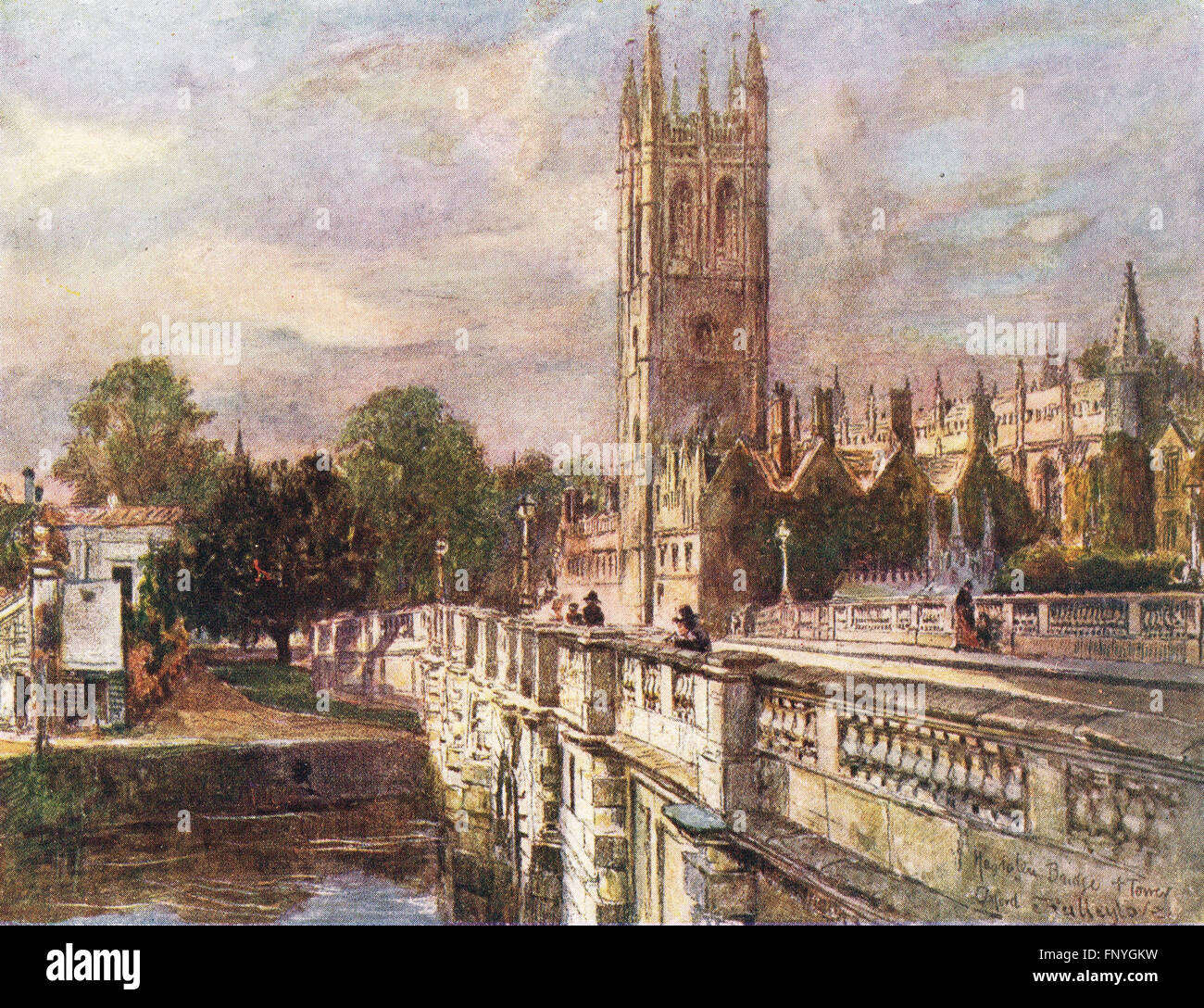 Magdalen tower & bridge, Oxford 1900s Stock Photo - Alamy