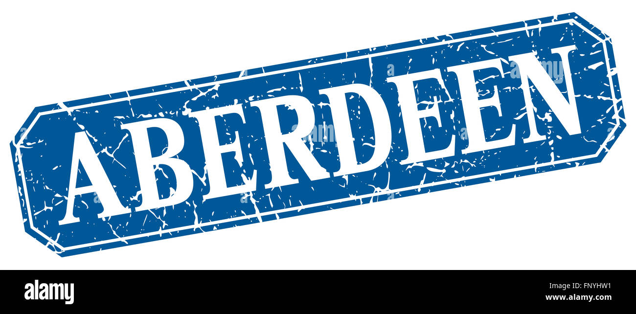 Aberdeen blue square grunge retro style sign Stock Photo - Alamy