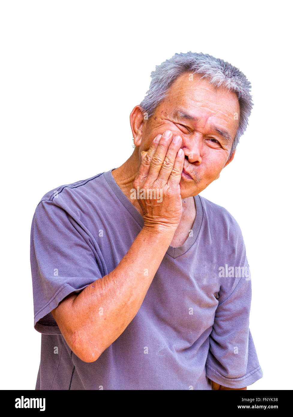 old man use hand covered mouth pretending toothache Stock Photo - Alamy