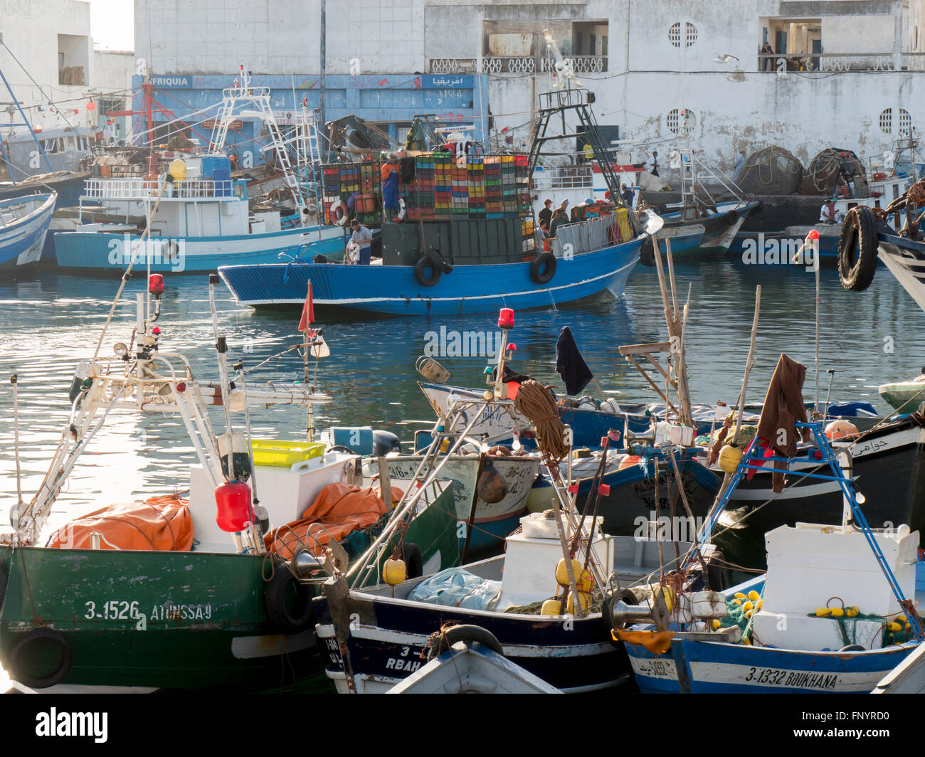 Morocco, Tangier, port fishing boats Stock Photo - Alamy
