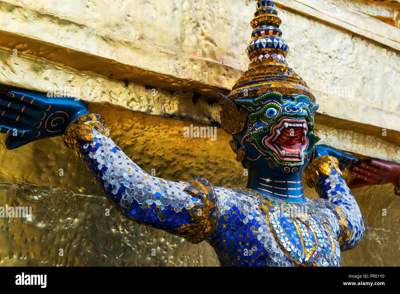 Mosaic mythical demon figure at the Grand Temple, Bangkok Stock Photo ...