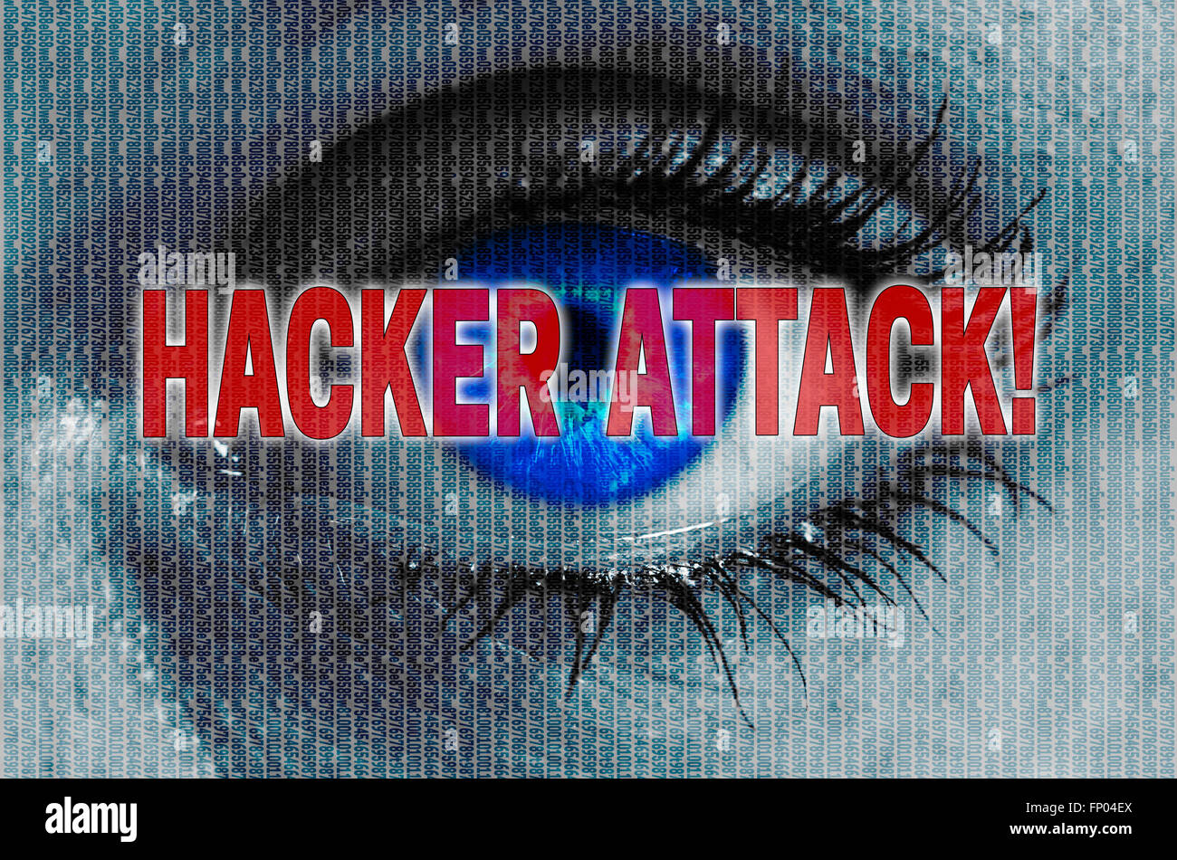 hacker attack eye looks at viewer concept background Stock Photo - Alamy