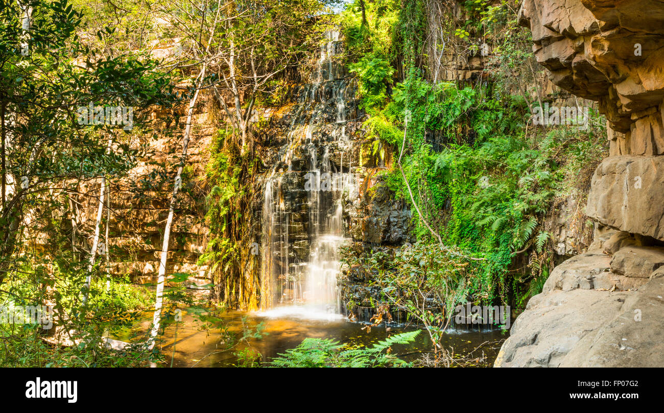 One of five waterfalls along the Moremi Gorge (Goo Moremi) trail in ...