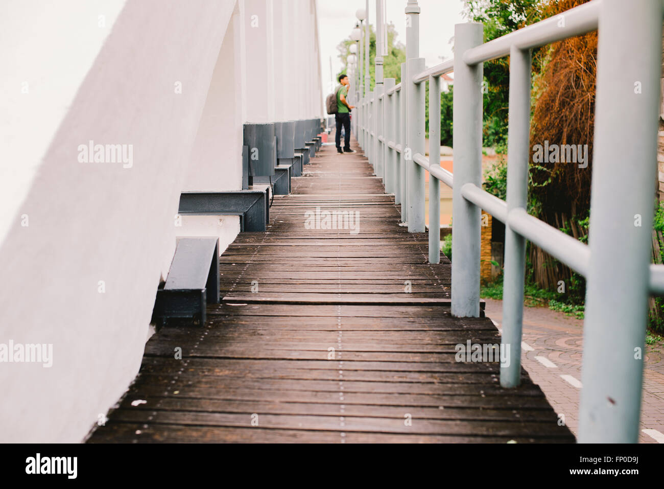 Walkway perspective with blurry of man traveling, Travel concept Stock ...