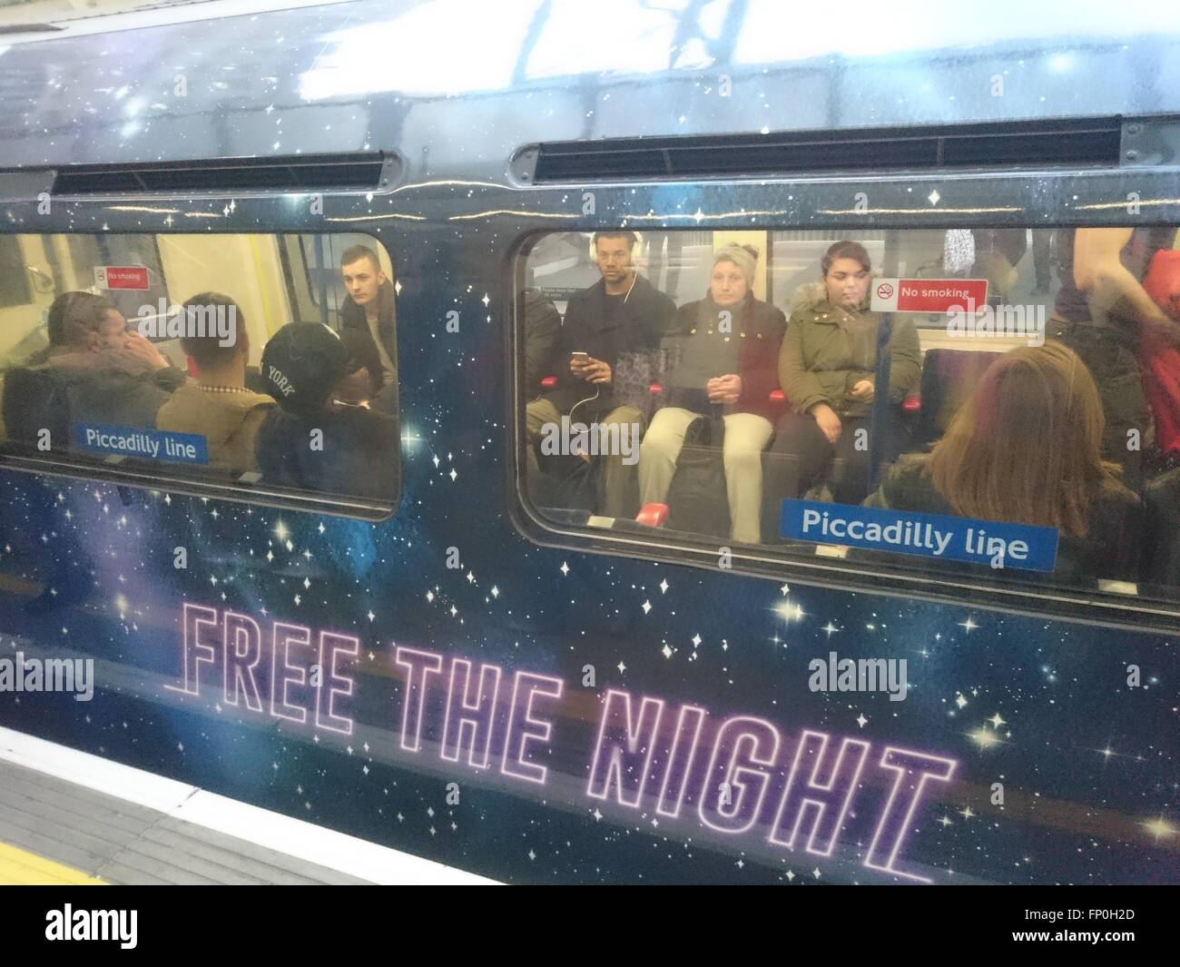 Promotional advert on the tube train in London Underground - The Night ...