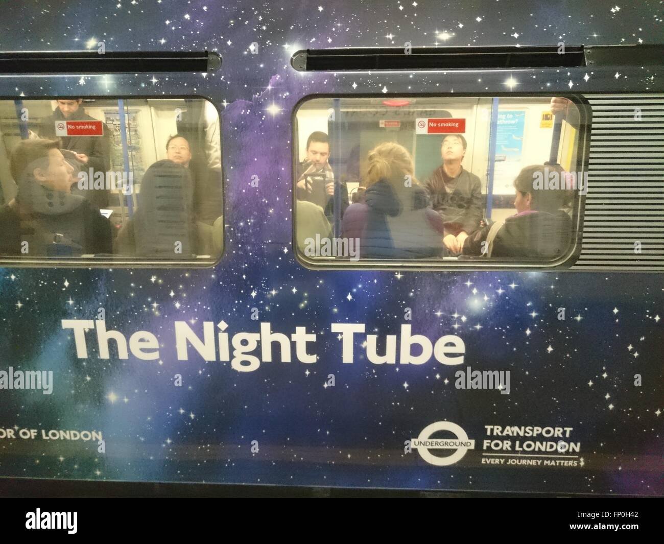Promotional advert on the tube train in London Underground - The Night ...