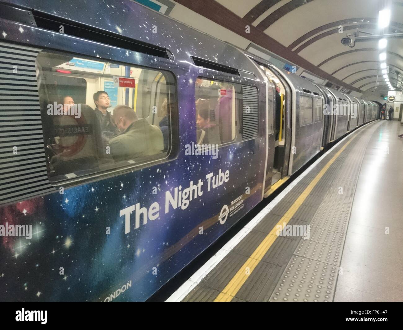 Promotional advert on the tube train in London Underground - The Night ...