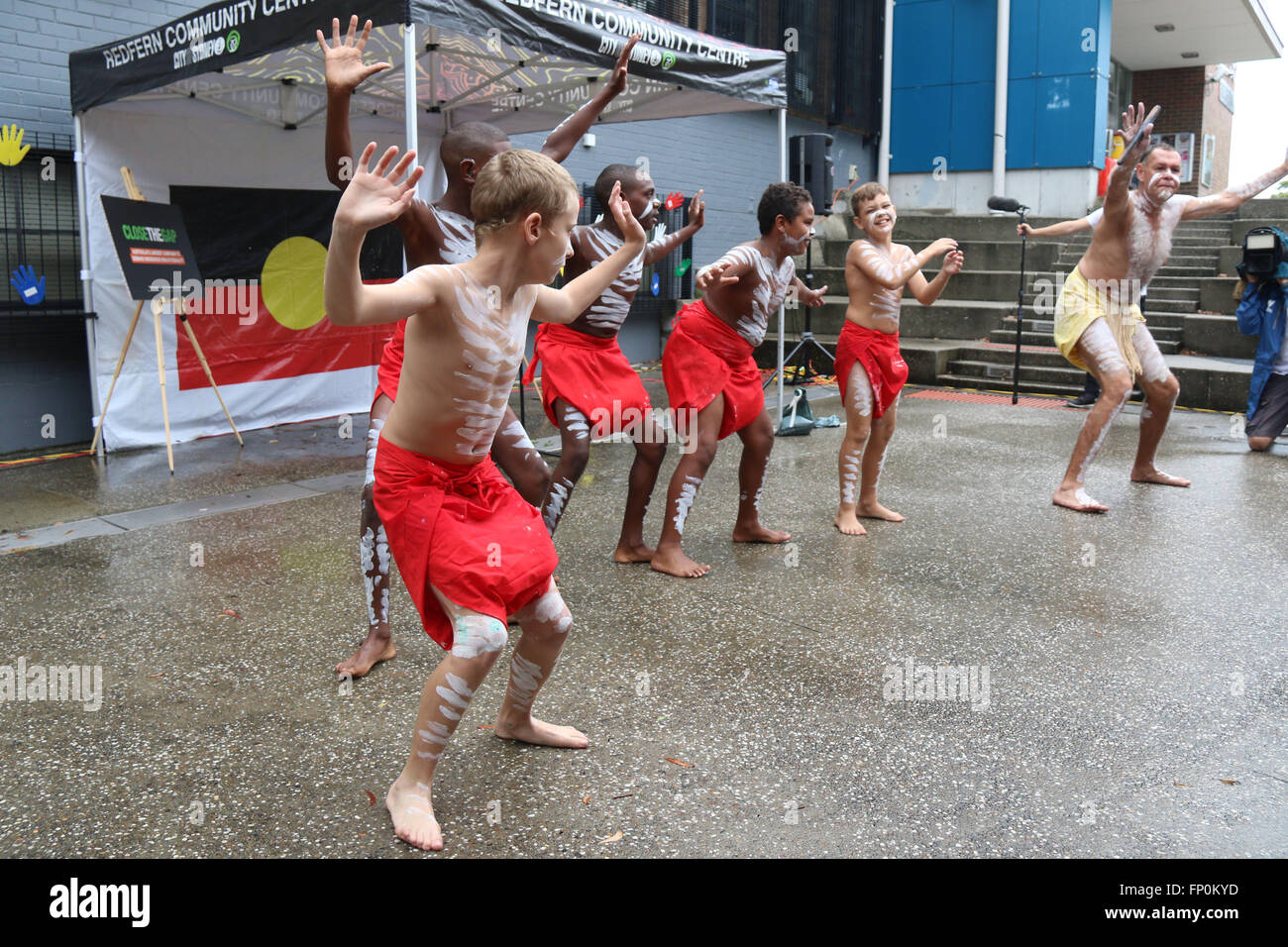 Sydney, Australia. 17 March 2016. Pictured: Aboriginal boys entertain ...