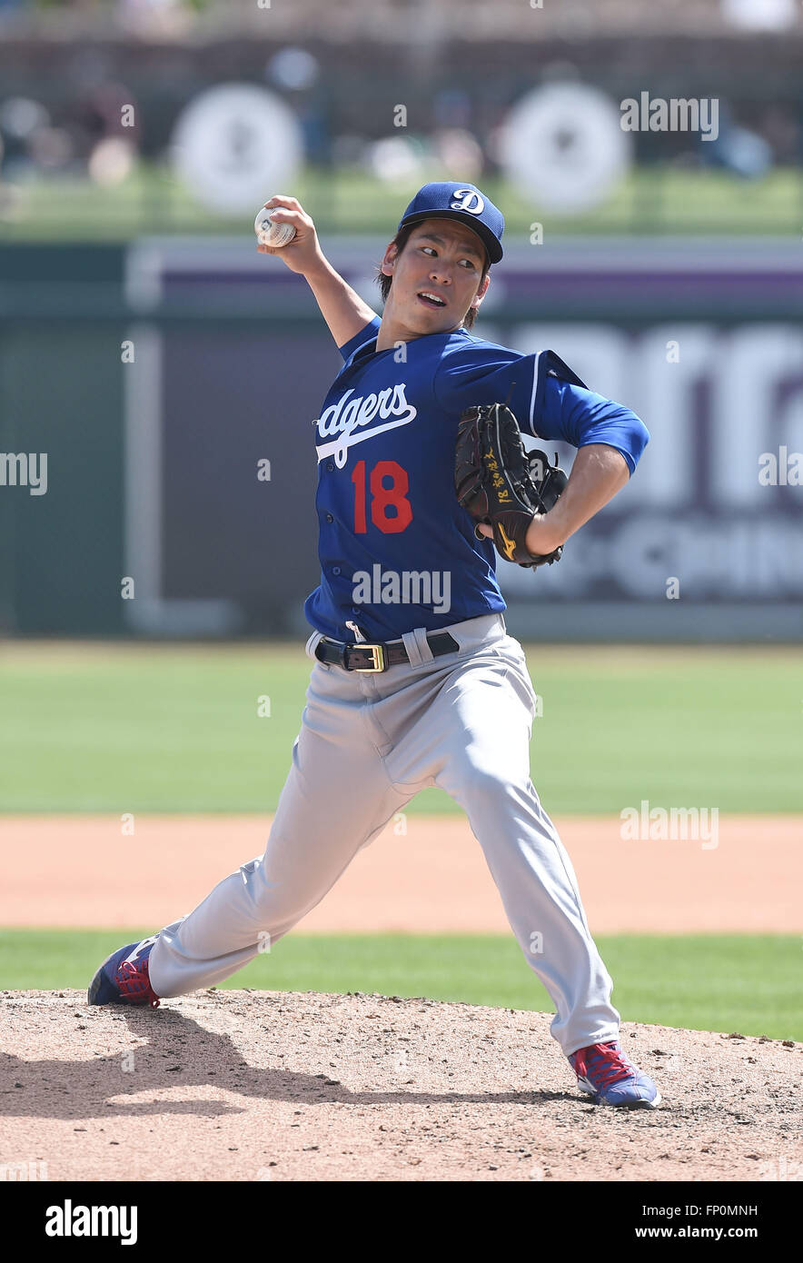 Glendale, Arizona, USA. 15th Mar, 2016. Kenta Maeda (Dodgers) MLB ...