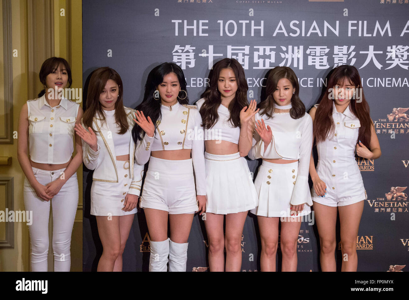 Hong Kong, Macau SAR, China. 17th Mar, 2016. Korean girl band APINK ...
