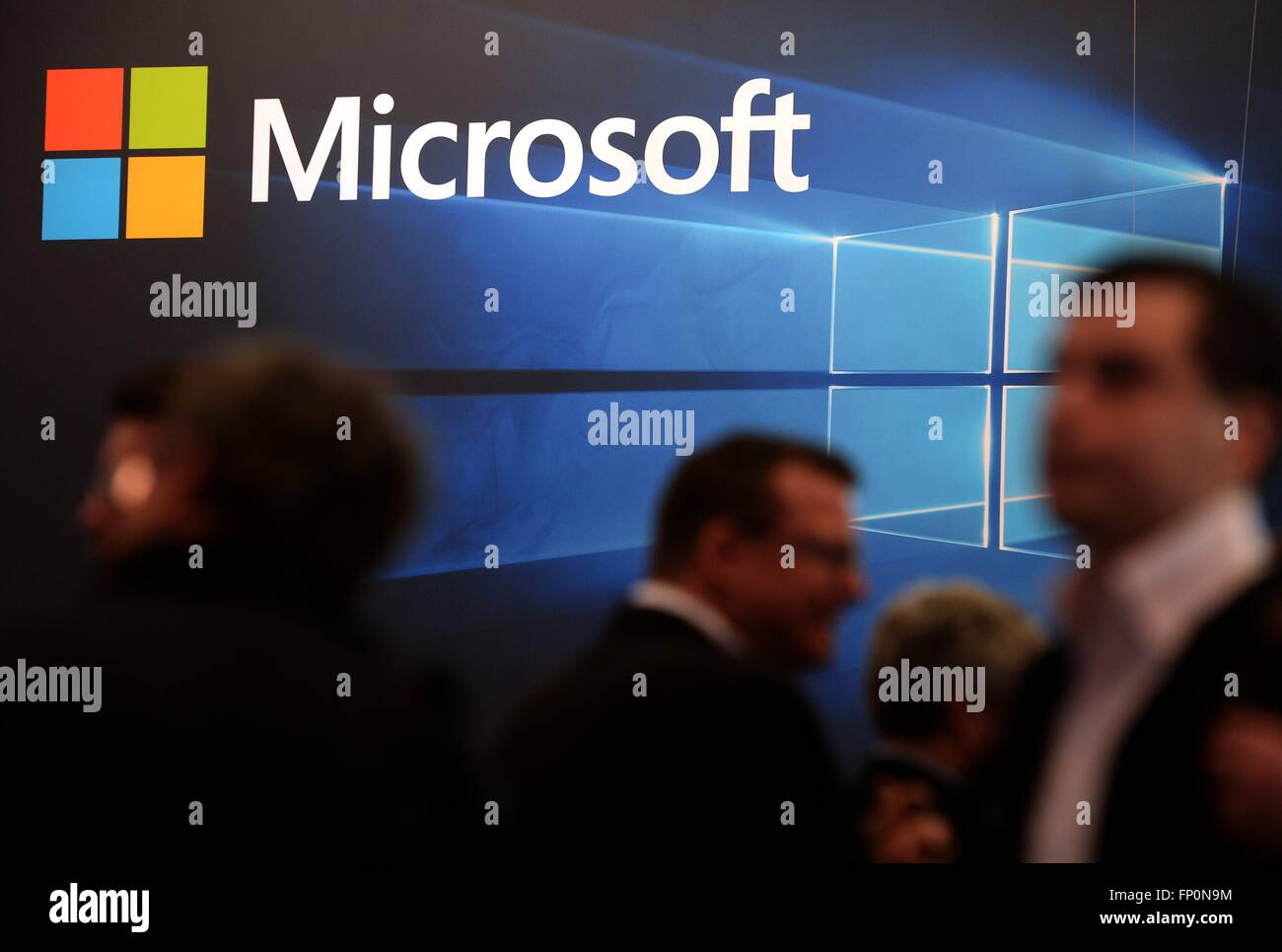 Logo of Microsoft, Germany, city of Hannover, 16. March 2016. Photo ...
