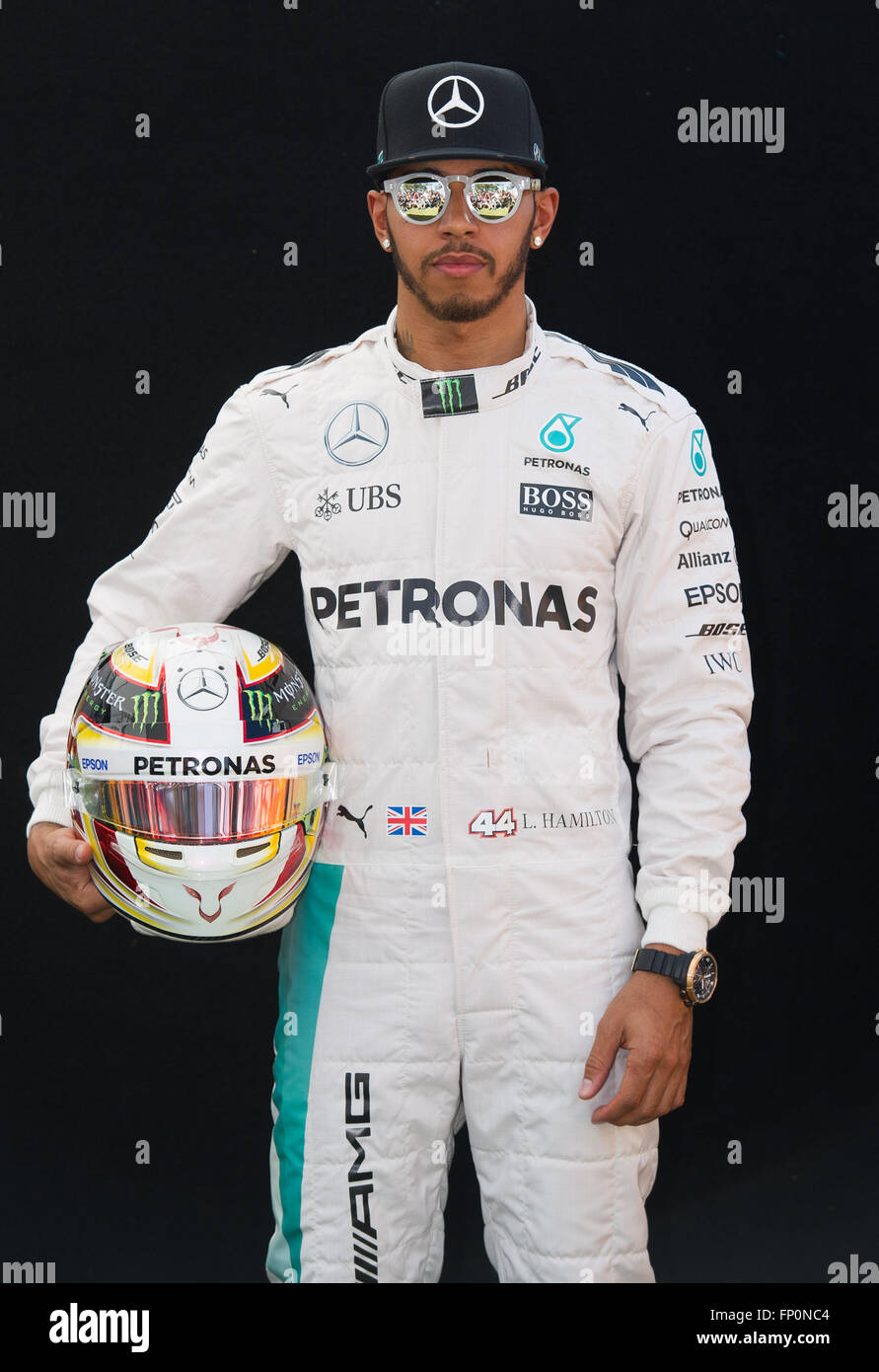Mercedes driver lewis hamilton poses hi-res stock photography and ...