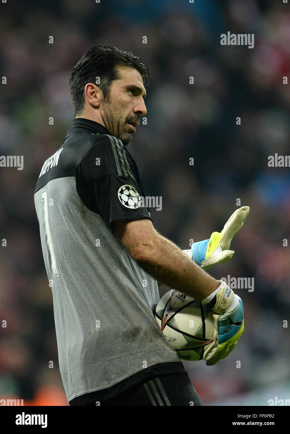 Munich, Germany. 16th Mar, 2016. Juve's goalkeeper Gianluigi Buffon ...