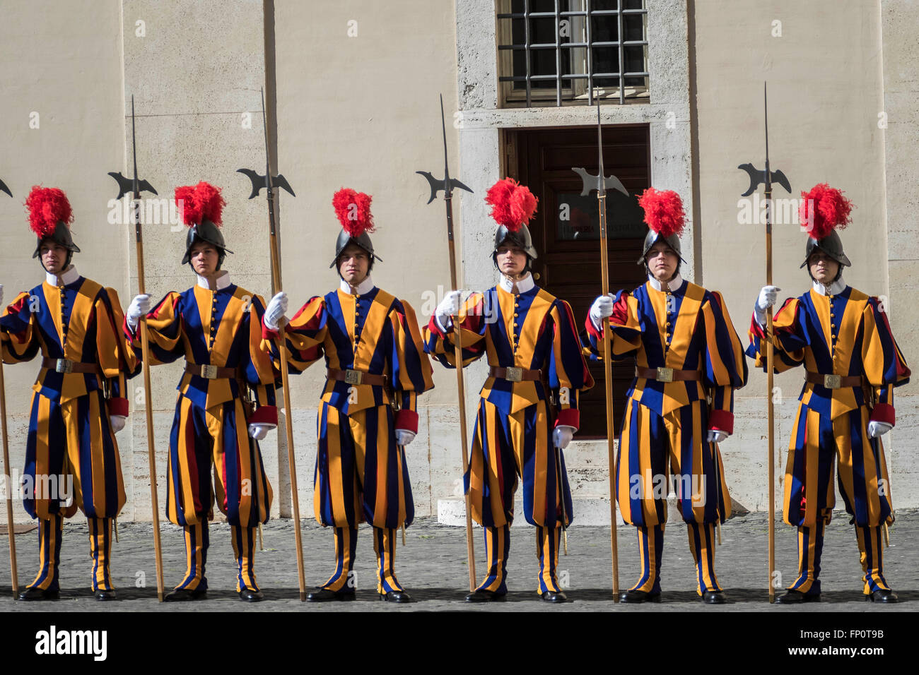 Vatican City, Vatican. 17th Mar, 2016. Swiss guards in their ...