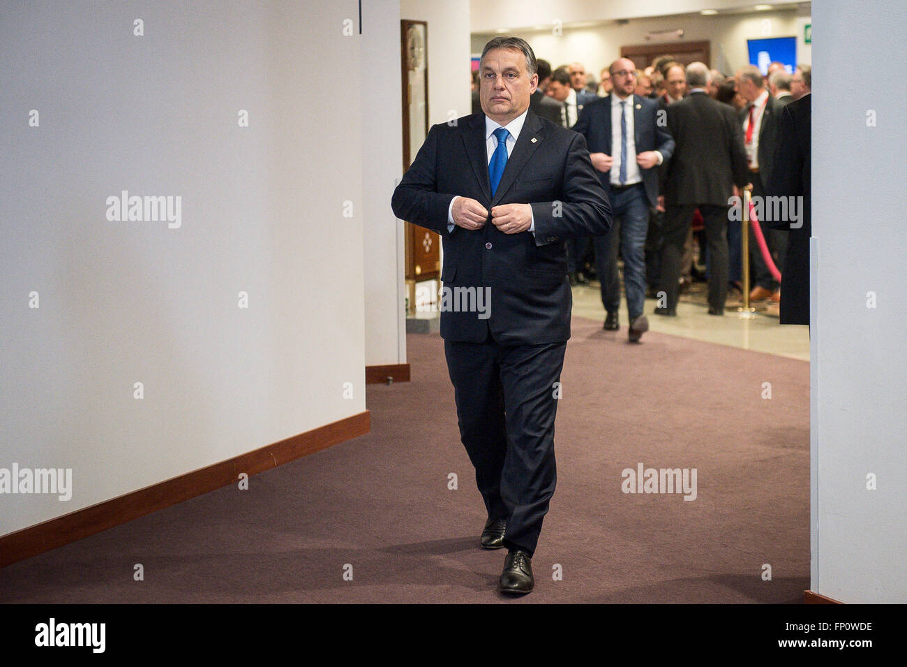Brussels, Bxl, Belgium. 17th Mar, 2016. Hungarian Prime Minister Viktor ...
