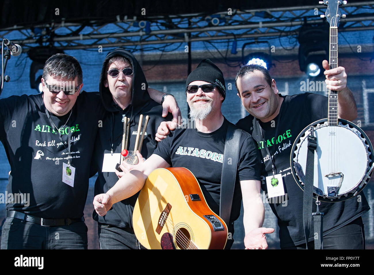 Belfast, Ireland 17th March. Traditional Irish band Altagore, performed ...
