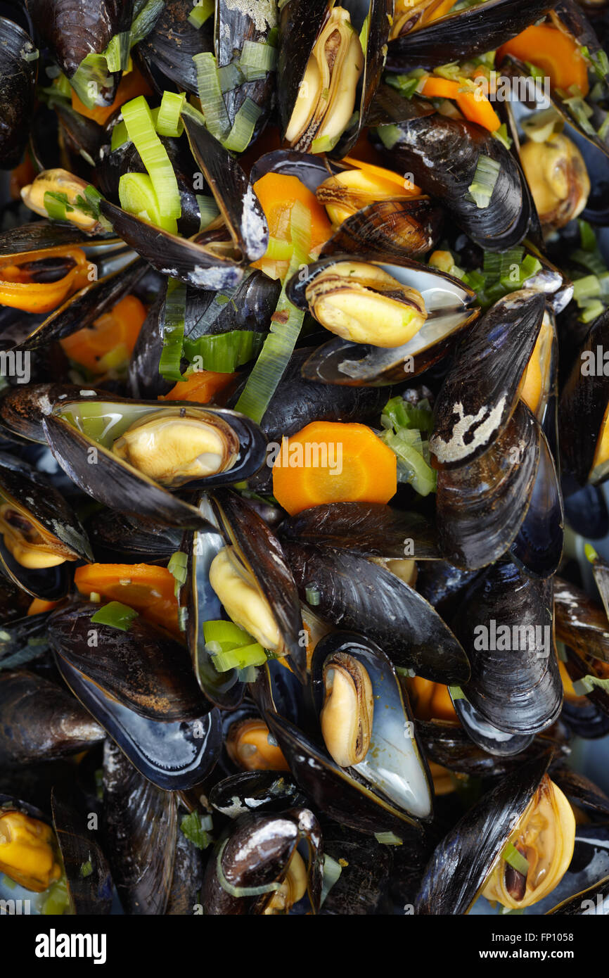 Homemade cooked mussels Stock Photo - Alamy